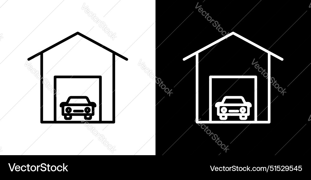 Garage car icon set home parking Royalty Free Vector Image
