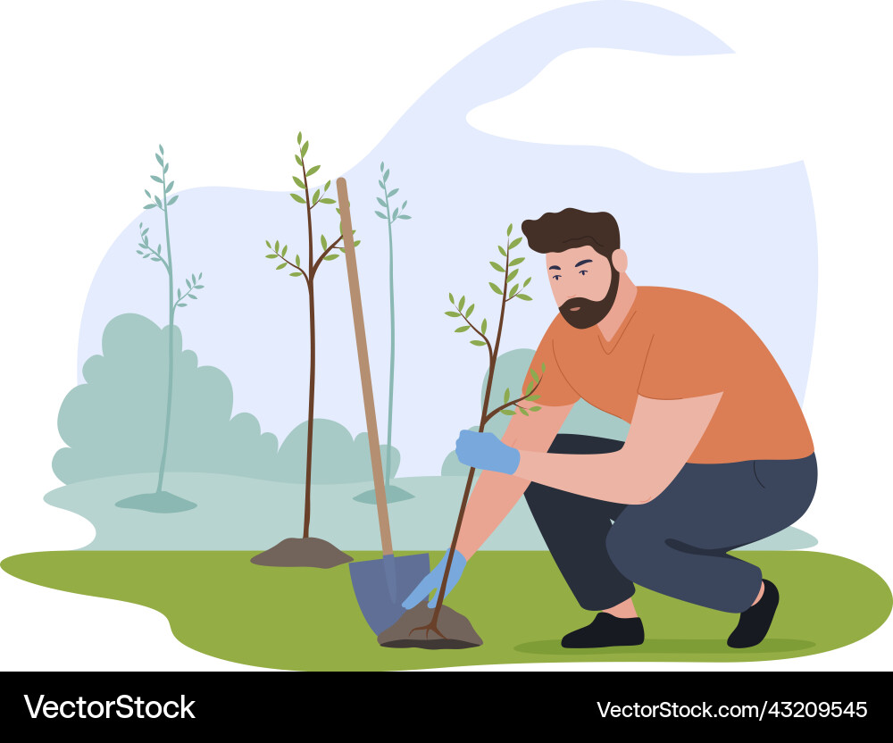 Man Planting Tree Royalty Free Vector Image - VectorStock
