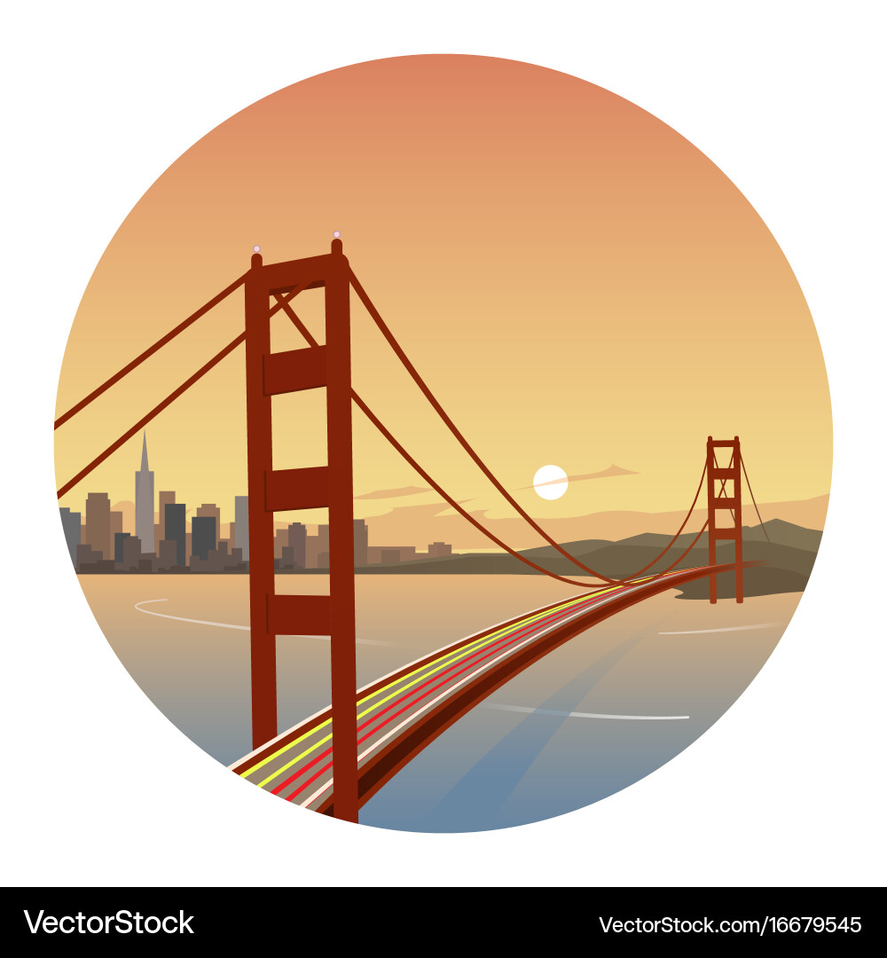 San francisco scene round icon Royalty Free Vector Image