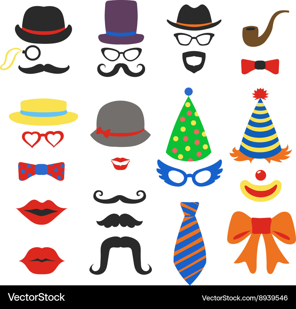 Birthday party photo booth props - glasses Vector Image