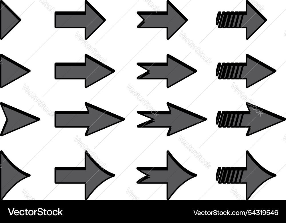 Black arrow icons for web design isolated Vector Image