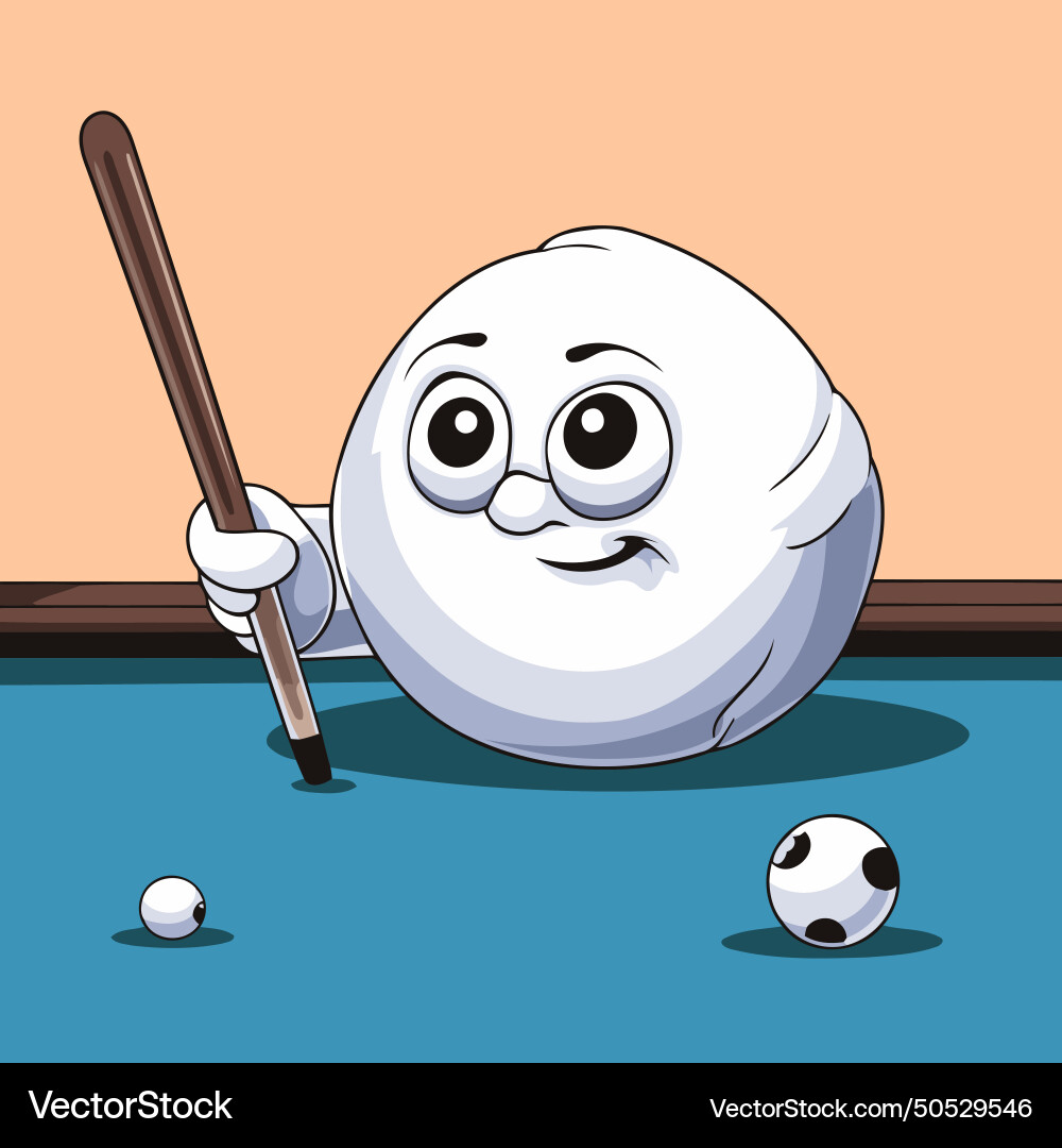 Cartoon billiard ball with a stick Royalty Free Vector Image