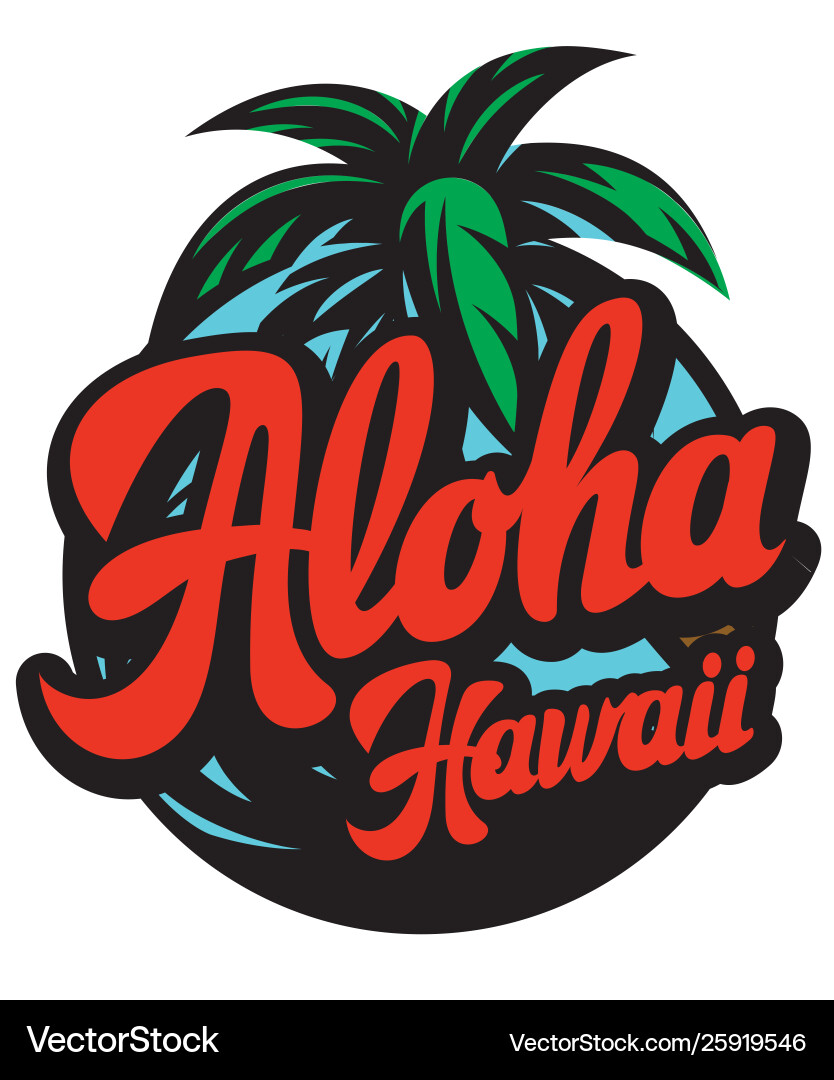 Color on aloha with a palm Royalty Free Vector Image