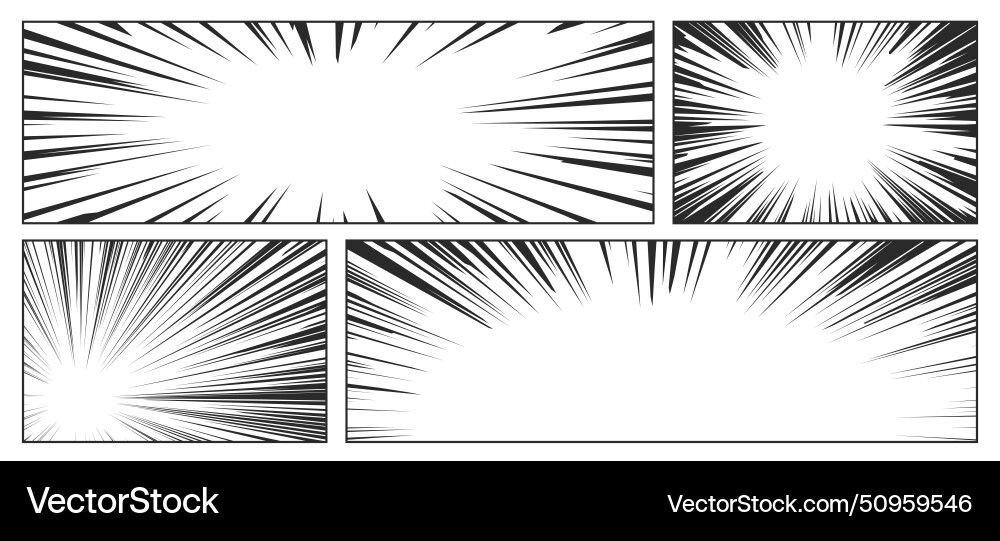 Comic speed lines set dynamic visual Royalty Free Vector