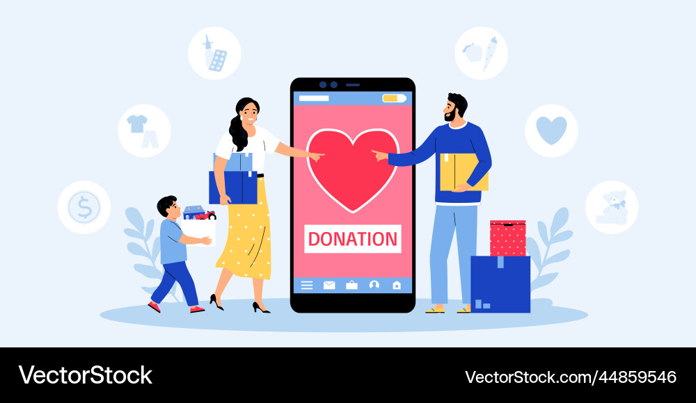 Flat charity concept Royalty Free Vector Image