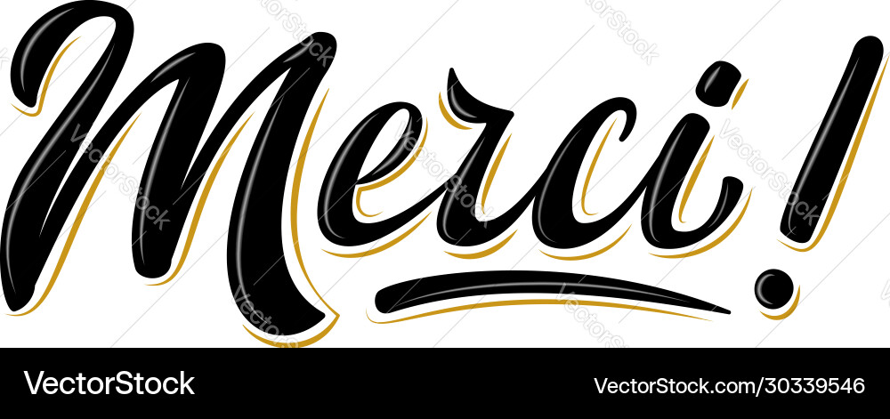 Handwritten modern brush lettering merci on white Vector Image