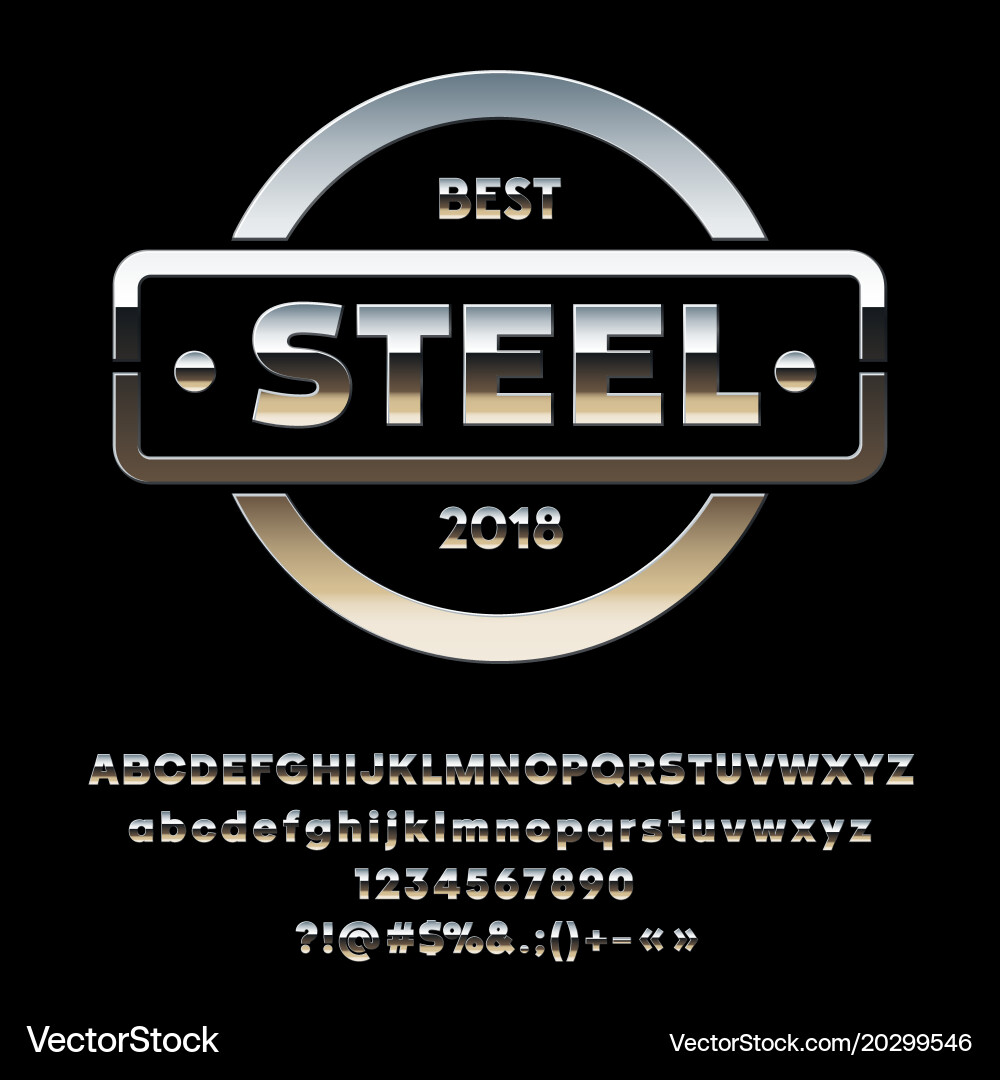 Metallic Steel Emblem - Letter Set Royalty Free Vector Image