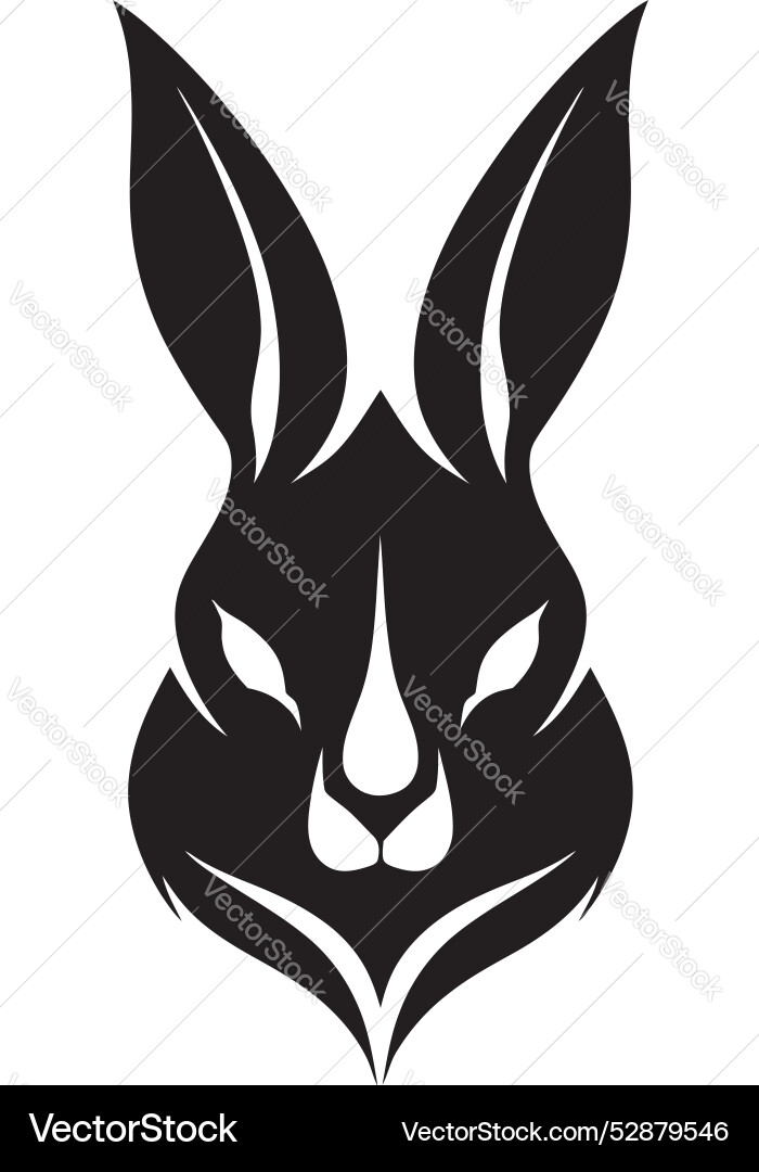Minimalistic hare emblem black rabbit monogram Vector Image