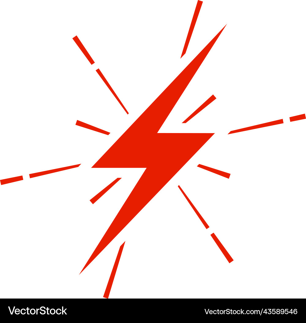 Red Lightning Bolt Icon - Electrical Symbol Vector Image