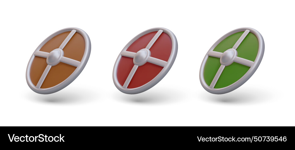 Set of different 3d realistic round discus Vector Image