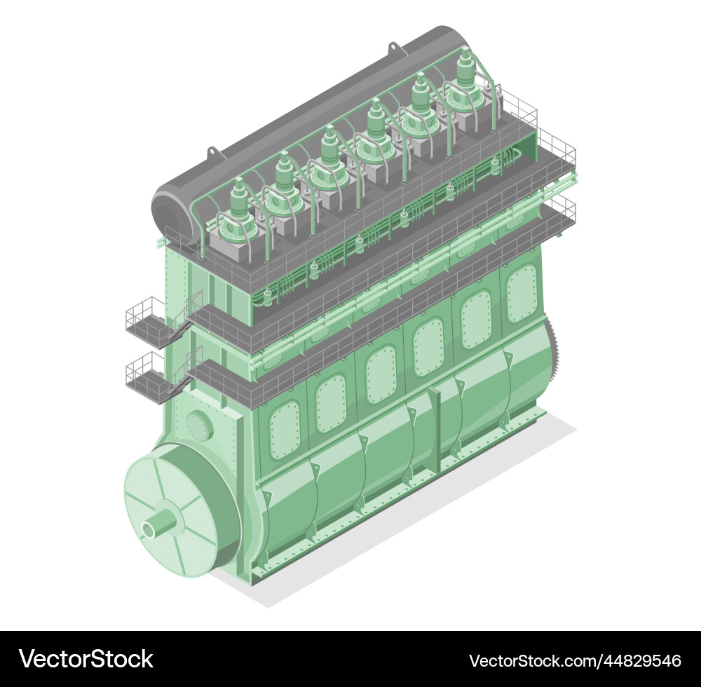 Ship marine big diesel engine motor isometric Vector Image