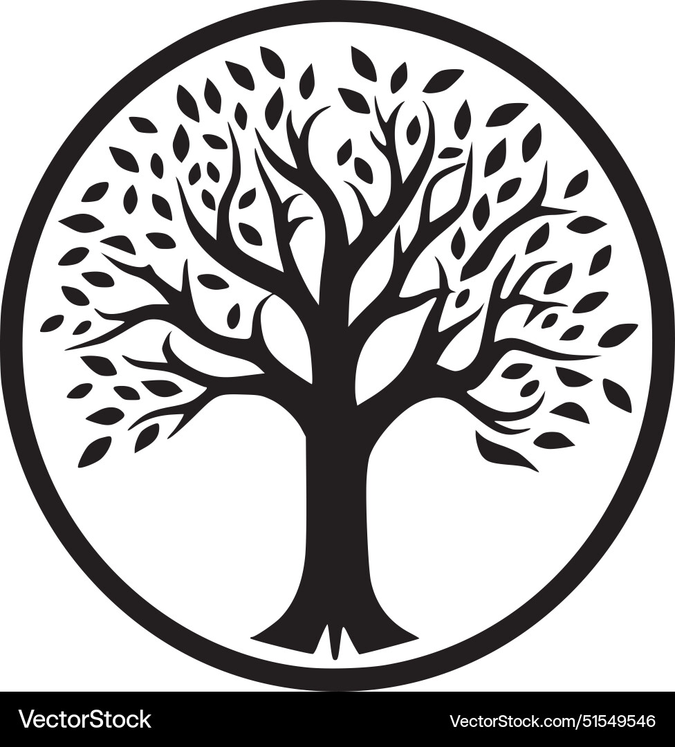 Tree - black and white Royalty Free Vector Image