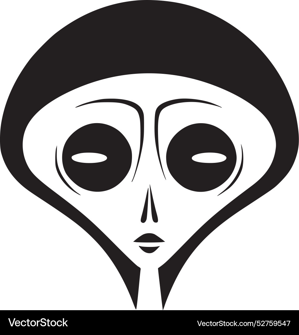 Alien - black and white Royalty Free Vector Image