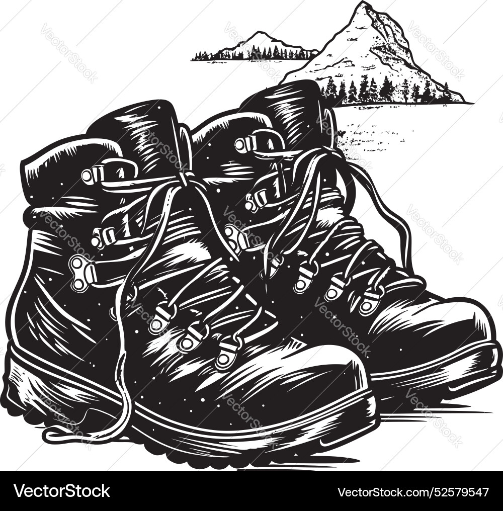 Outdoorstride hand drawn logo for hiking boots Vector Image