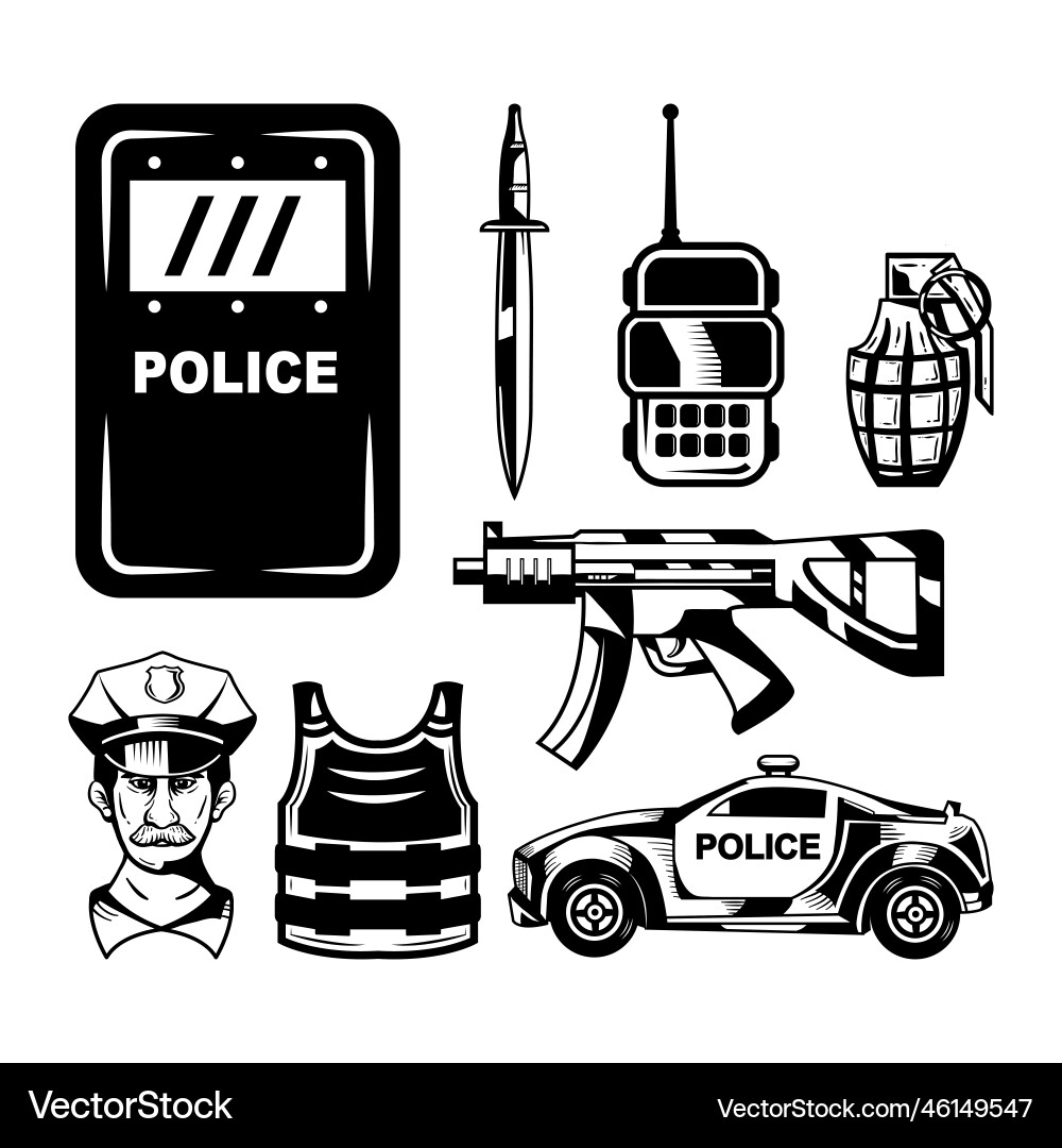 Police equipment Royalty Free Vector Image - VectorStock