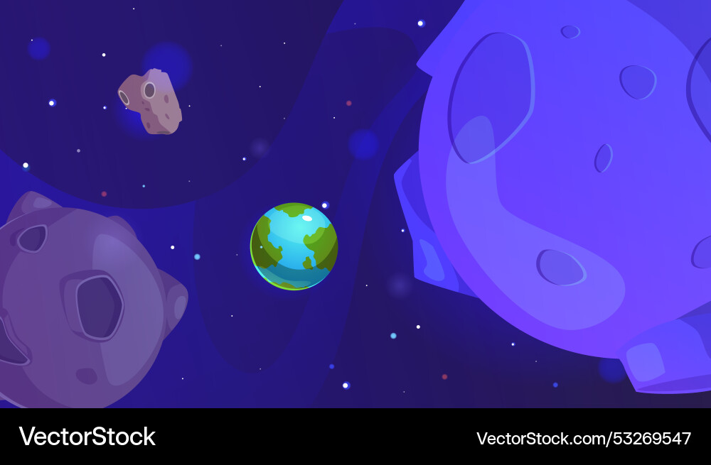 Space of planets and asteroids Royalty Free Vector Image