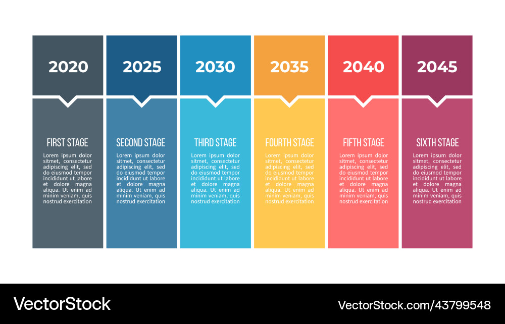 Business Process Flow Chart - 6 Stages Royalty Free Vector