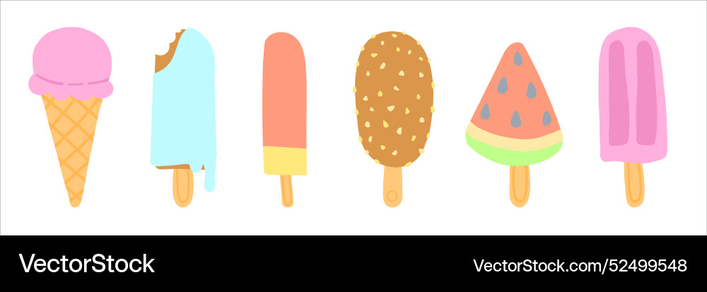 Colorful ice cream and popsicles Royalty Free Vector Image