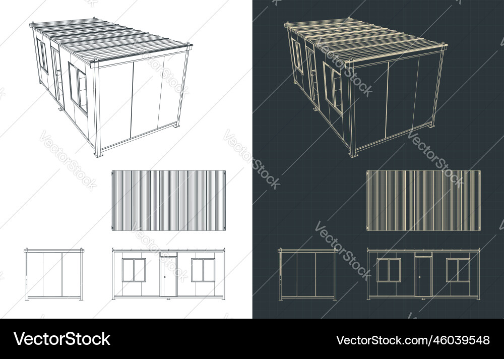Container house blueprints Royalty Free Vector Image
