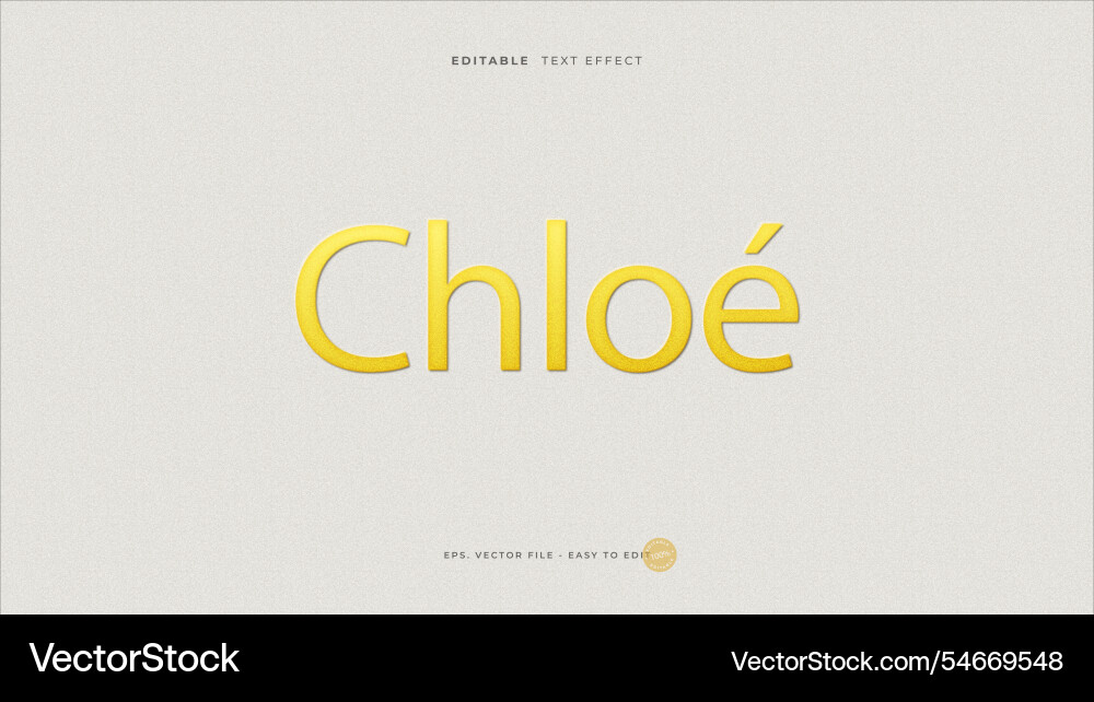 Embossed editable text effect gold stamp Vector Image