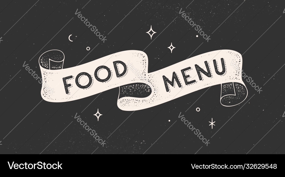Food menu vintage ribbon Royalty Free Vector Image