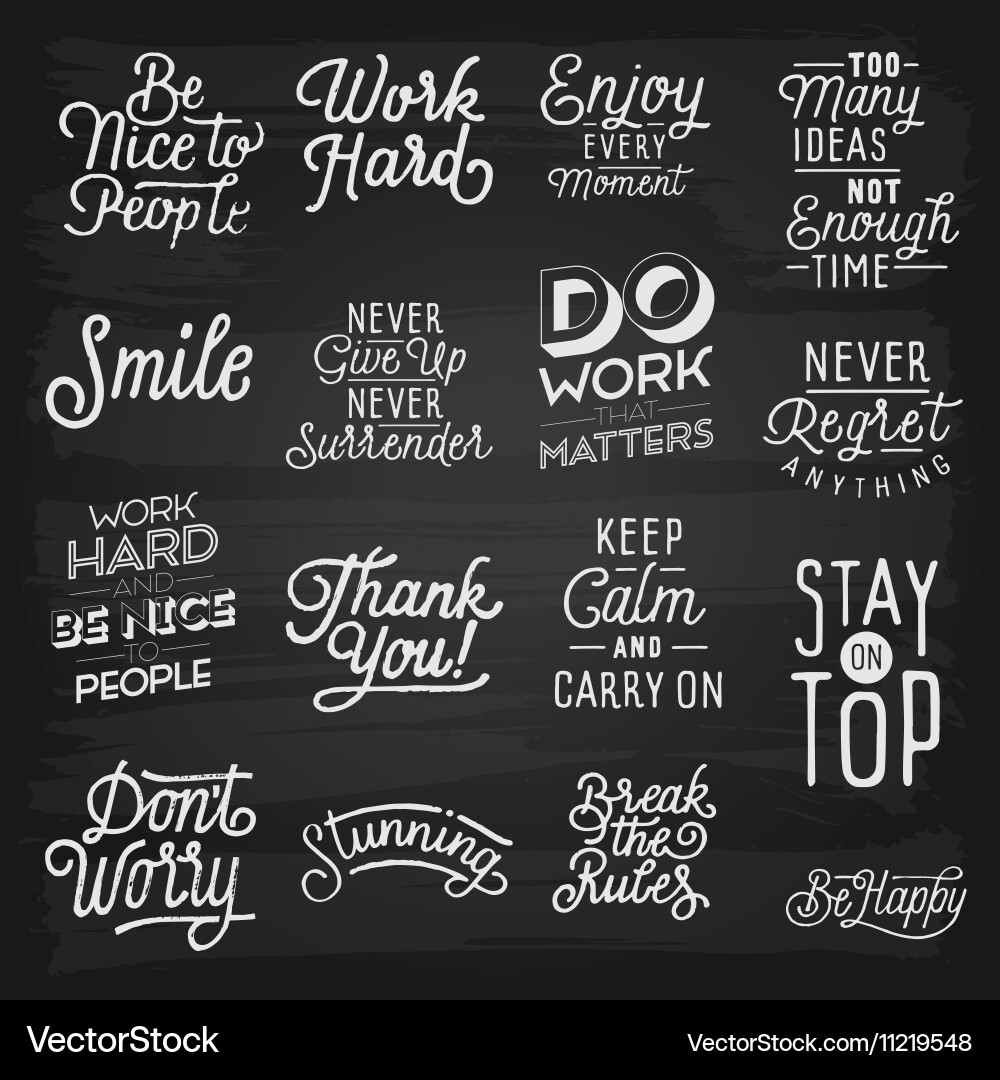 Hand drawn lettering slogans Royalty Free Vector Image