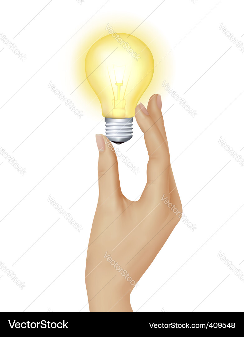 Hand with bulb Royalty Free Vector Image - VectorStock