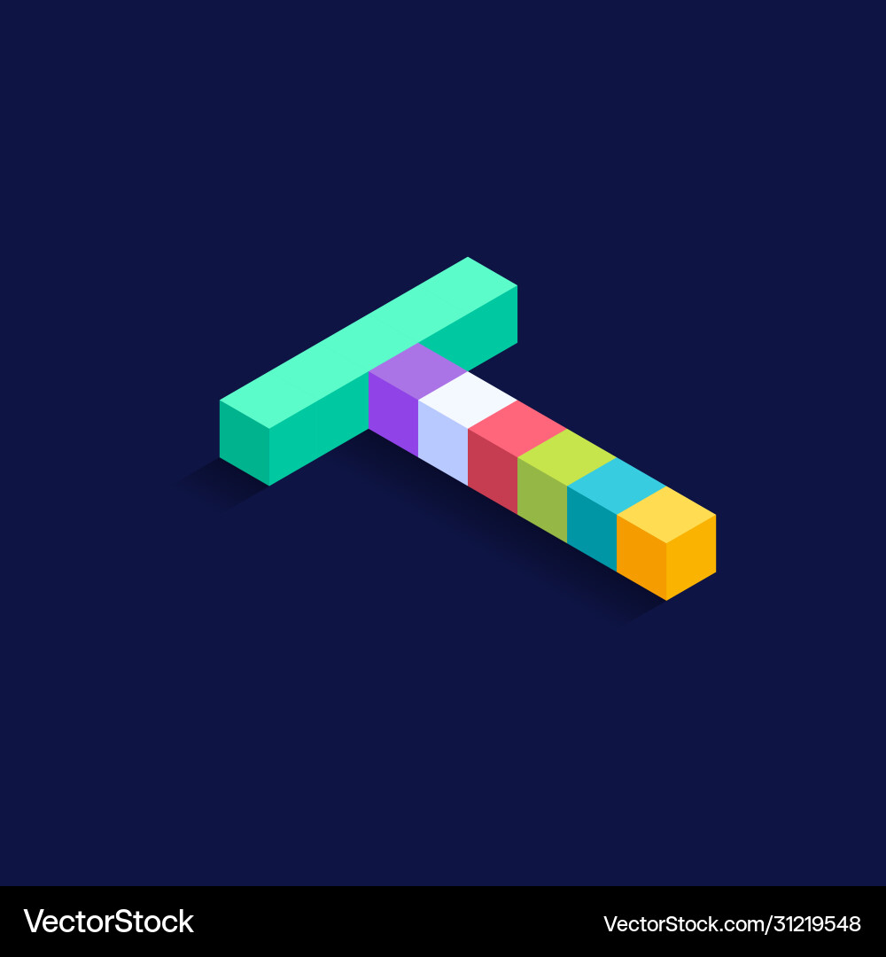 Isometric Colorful Letter T Royalty Free Vector Image
