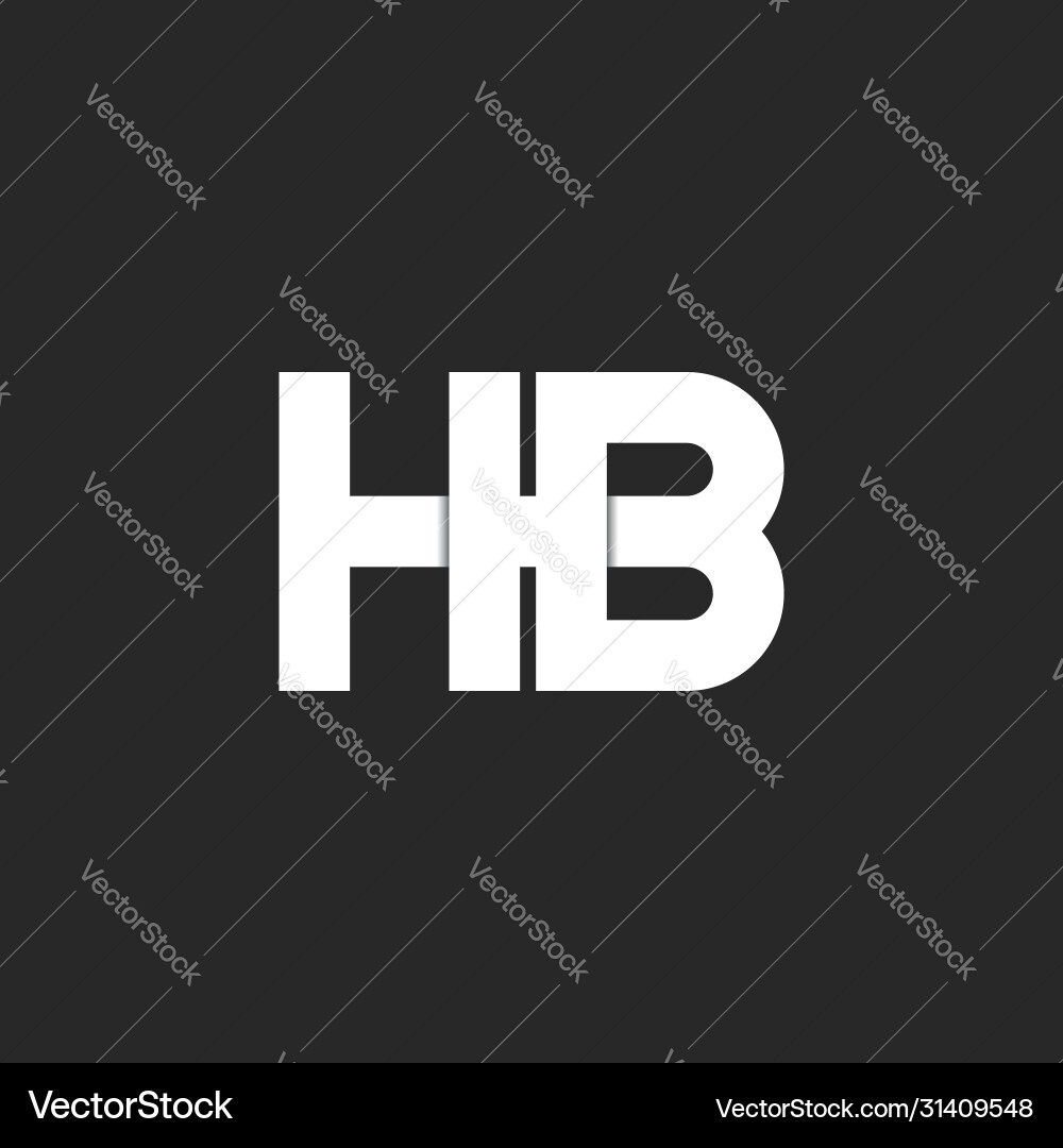 Logo hb initials monogram bold font two white Vector Image