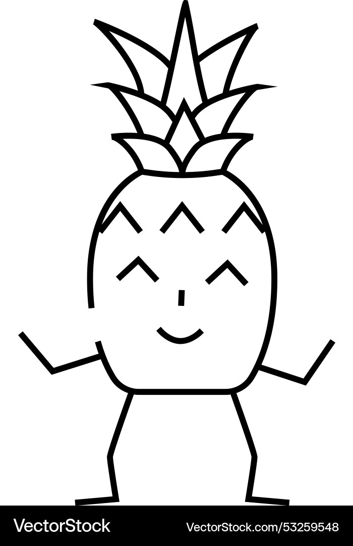 Pineapple character line icon Royalty Free Vector Image