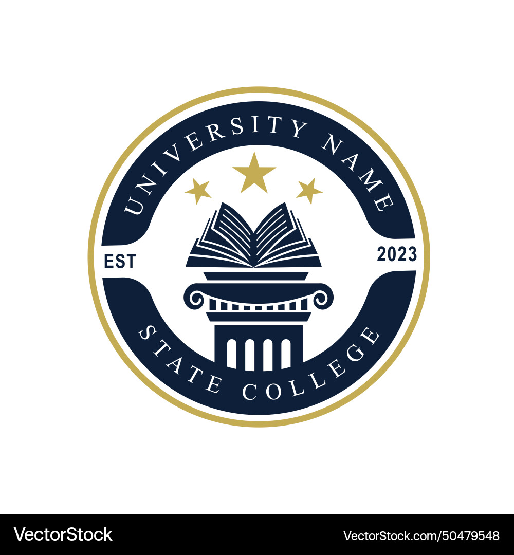 University college school badge logo design image Vector Image