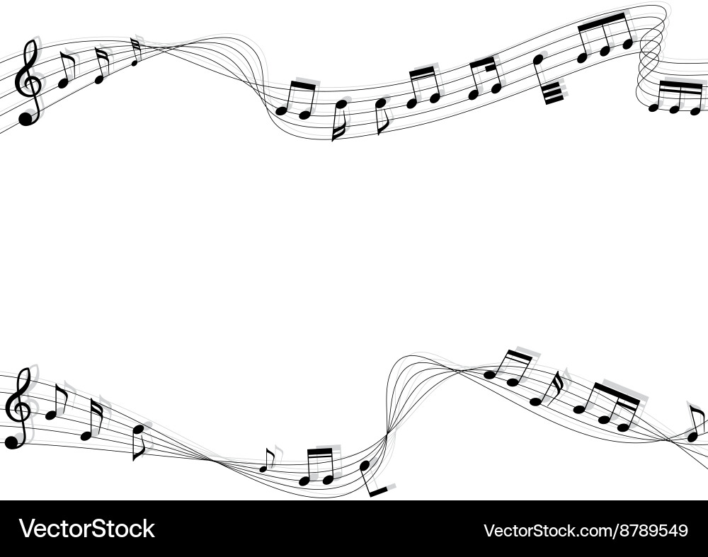 Black Musical Notes and Chords with Shadow Vector Image