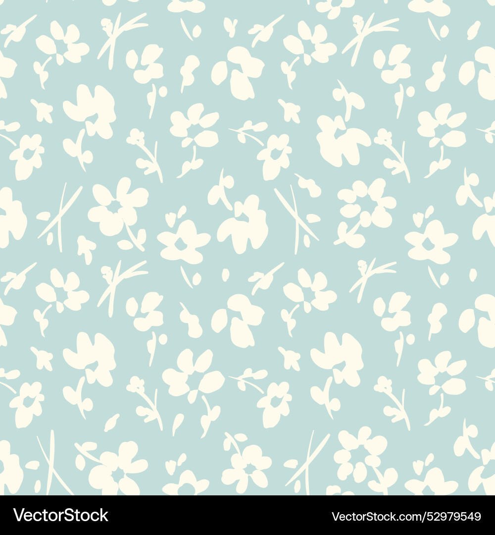 Ditsy repeat pattern with tossed flowers in light Vector Image