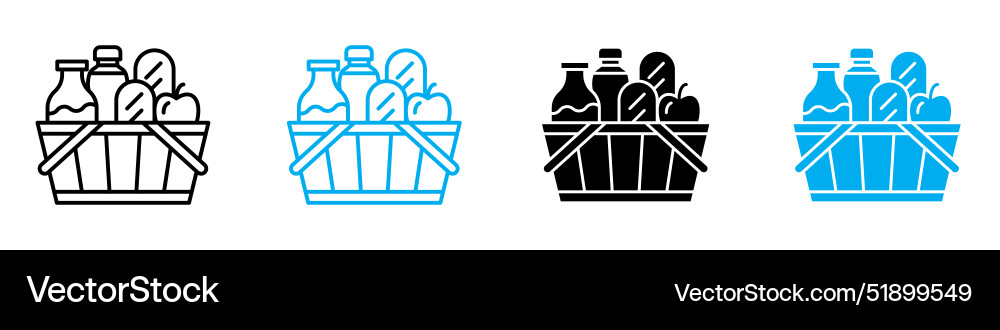 Grocery shopping icon set collection for web Vector Image