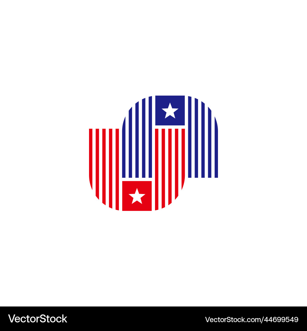 Letter un star flag nations symbol logo Royalty Free Vector