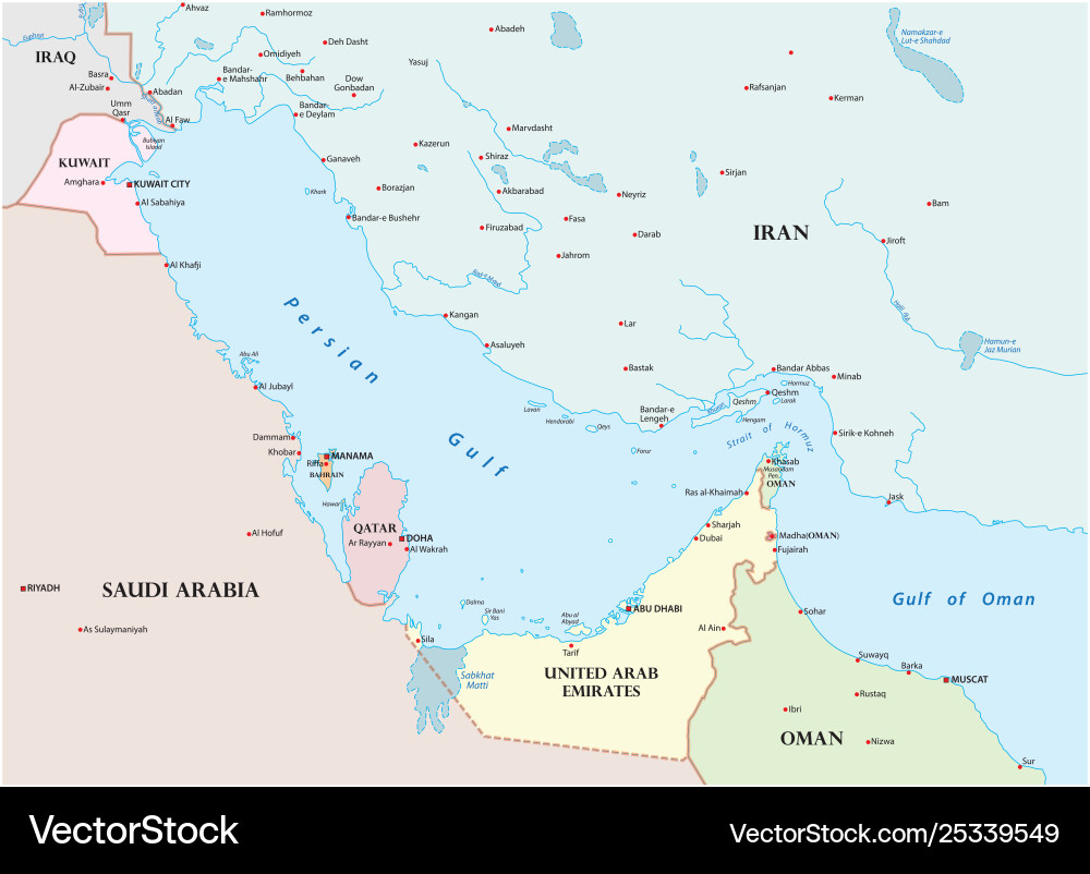 Map persian gulf Royalty Free Vector Image - VectorStock