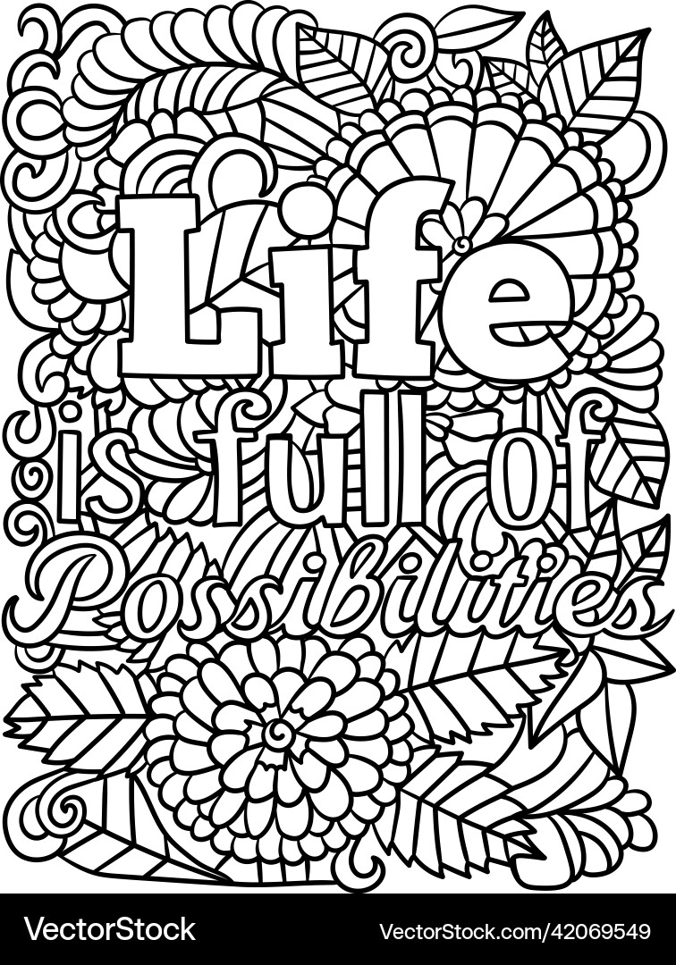 Possibilities motivational quote coloring page Vector Image