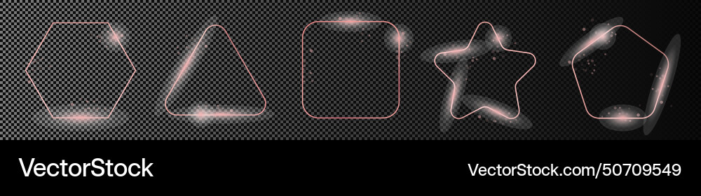 Rose gold glowing different geometric shape frame Vector Image