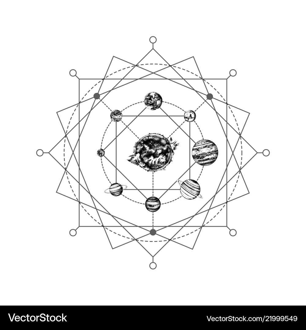 Solar system sacred geometry Royalty Free Vector Image