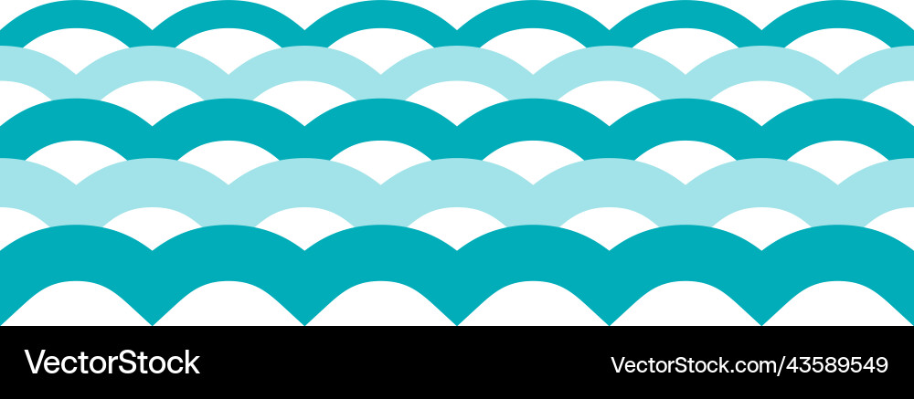 Stylized water waves blue ocean shape pattern Vector Image