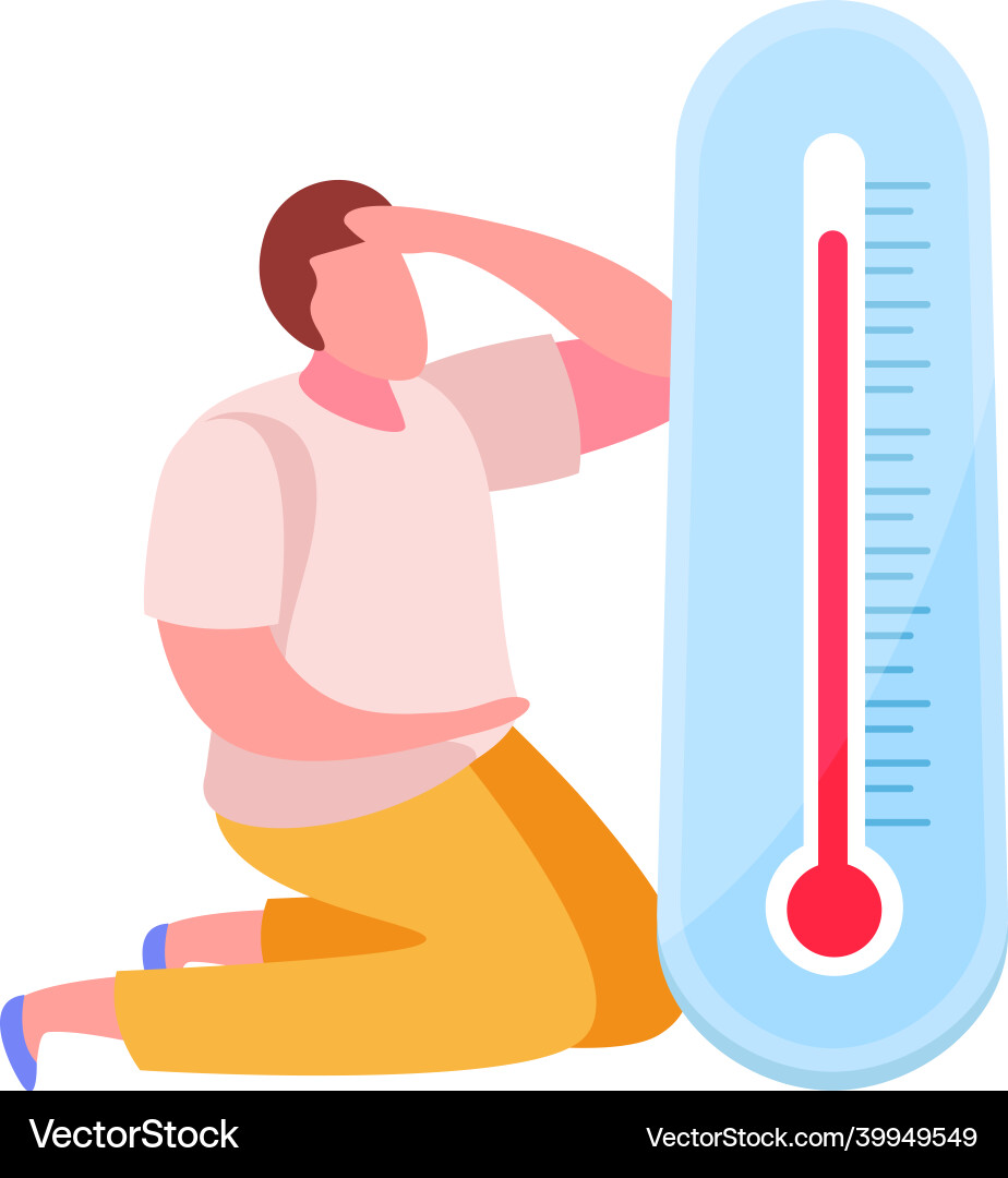 Summer overheating flat composition Royalty Free Vector