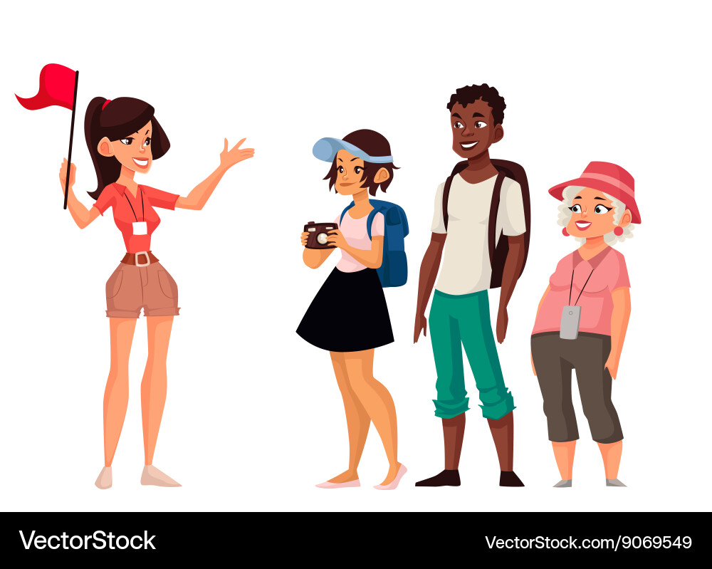 Tour vacation with guide Royalty Free Vector Image