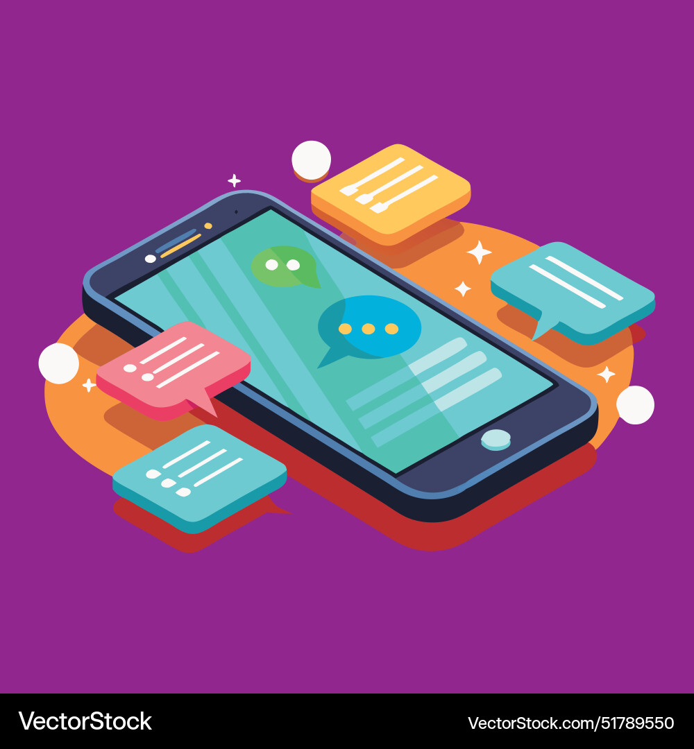 Awesome smartphone chatting sms app template Vector Image Awesome smartphone chatting sms app template Vector Image