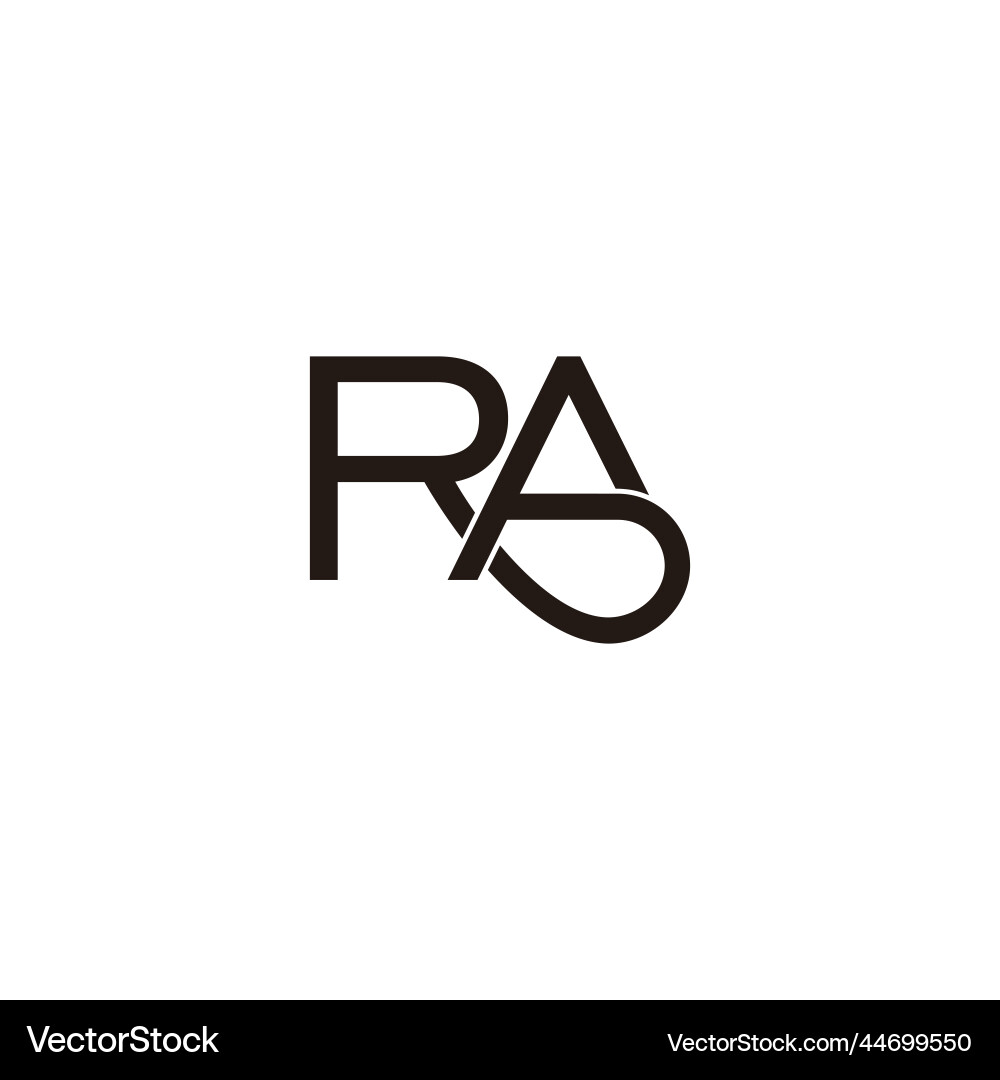 Buchstaben ra Schleife Linie einfaches Logo Vektorbild
