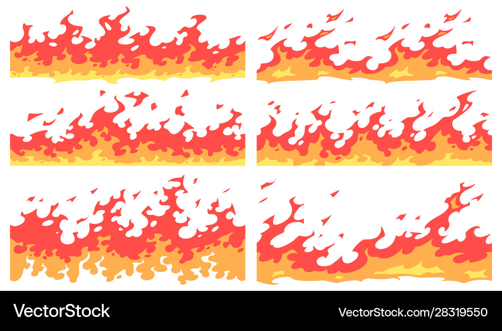 Cartoon fire border flame divider bright Vector Image