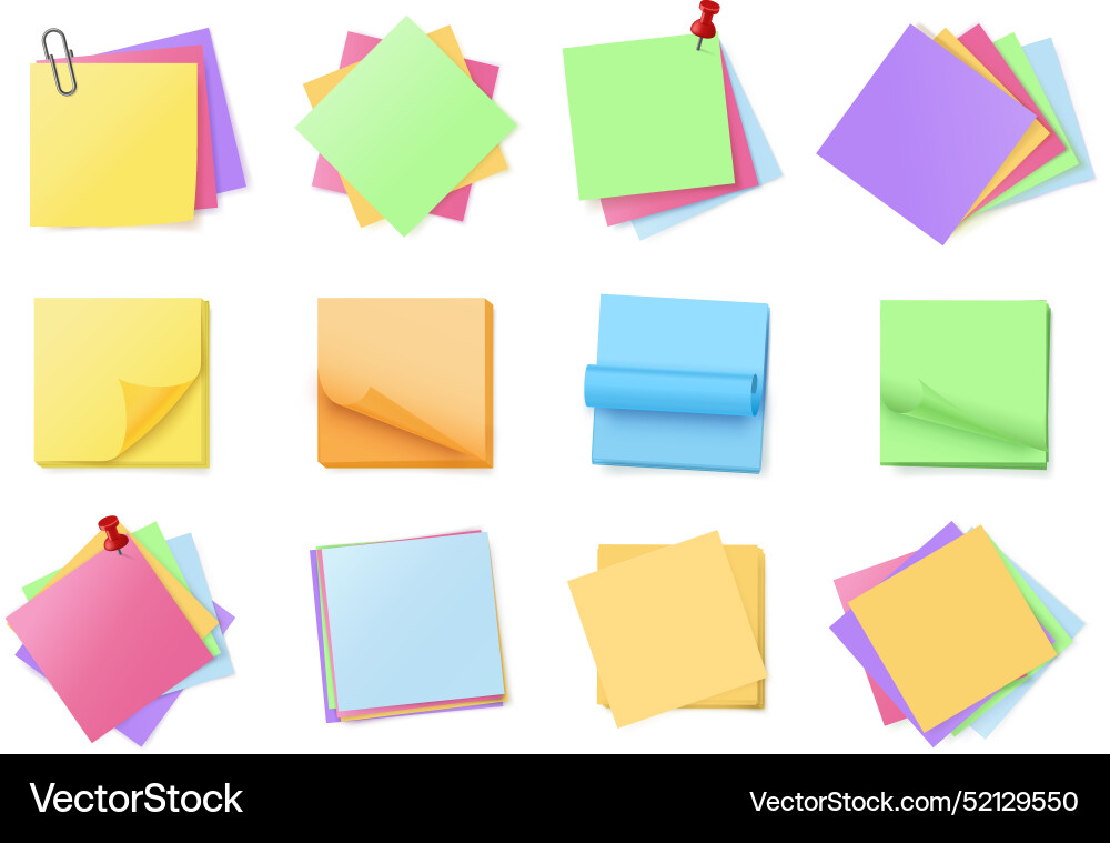 Color sticky note stack blank adhesive notepads Vector Image