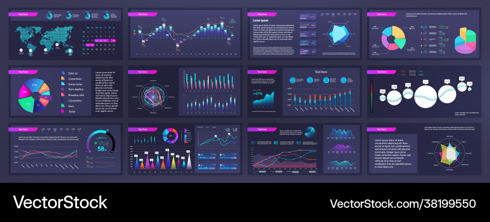 Dashboard Mockups with Pie Charts Royalty Free Vector Image