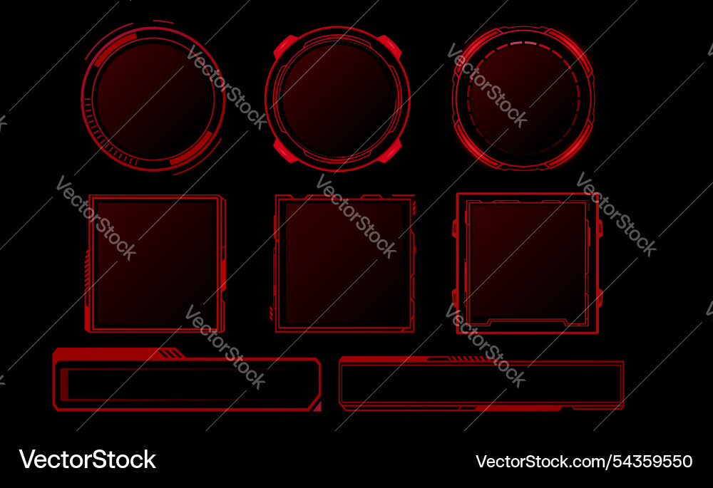 Futuristic red digital frames collection Vector Image