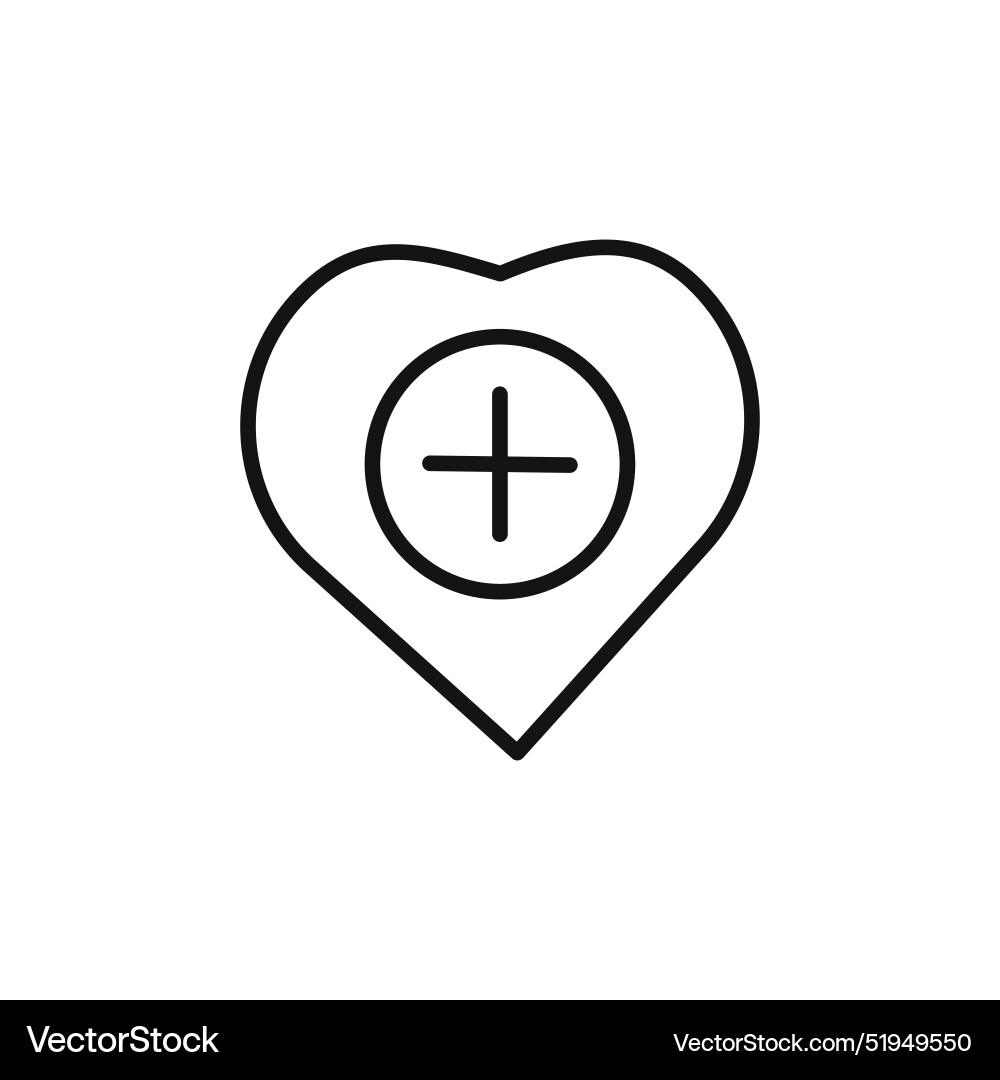 Heart plus logo sign outline Royalty Free Vector Image