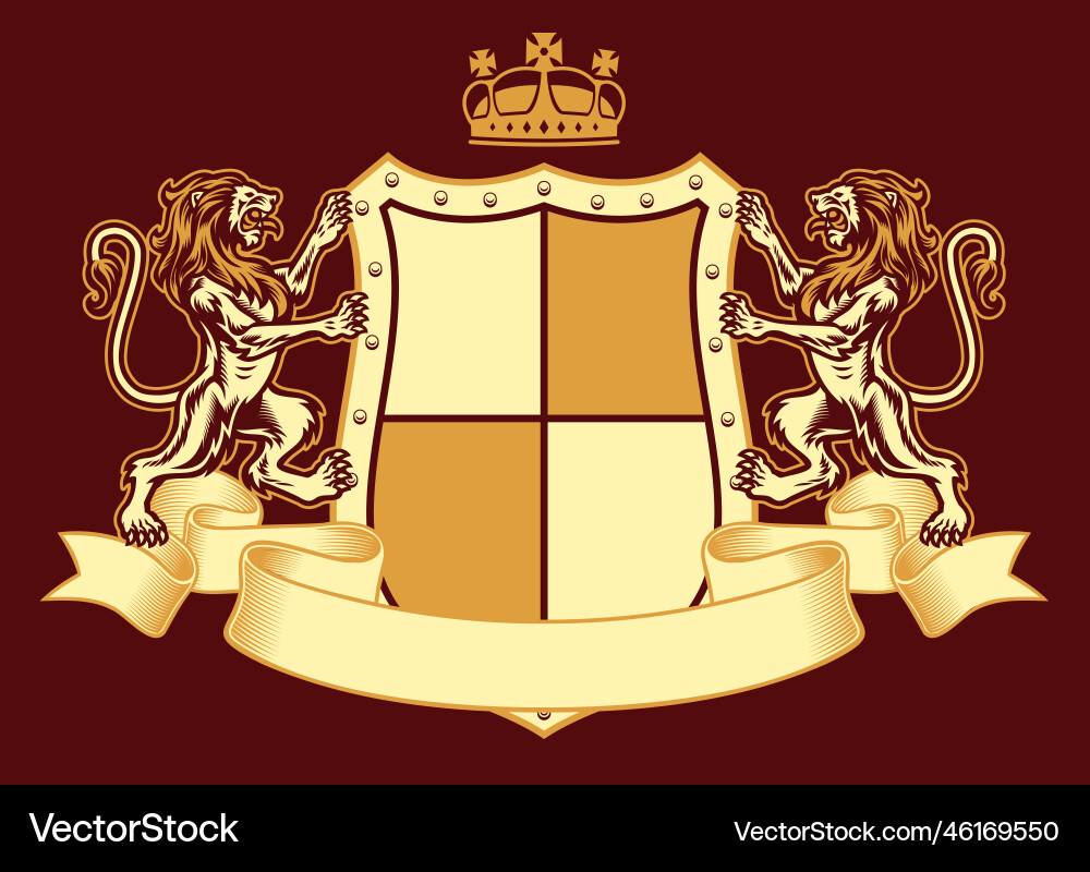 Heraldic lion crest design Royalty Free Vector Image